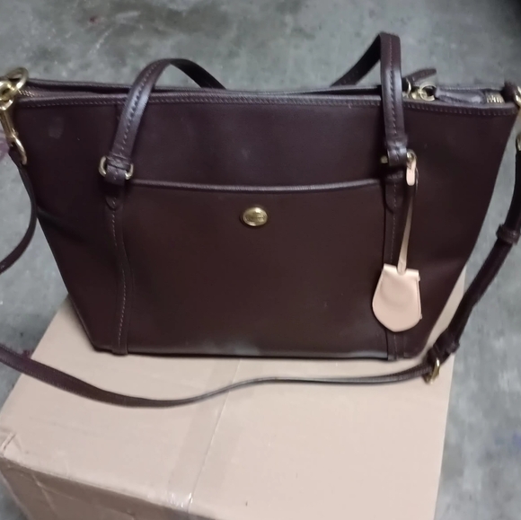 Coach | Bags | Coach Peyton Brown Leather Zip Top Tote Bag | Poshmark